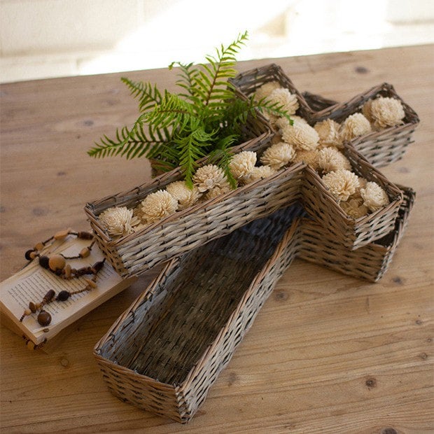 Cross Wicker Basket Set